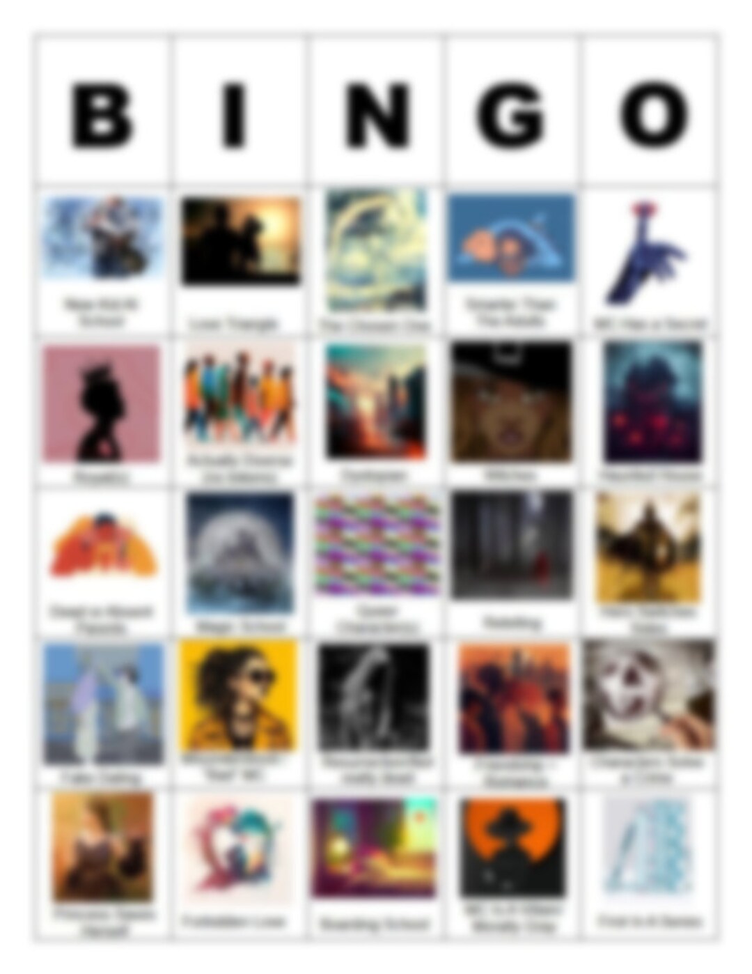 Printable Young Adult-themed Book Bingo Card - YA Reader Book Bingo ...