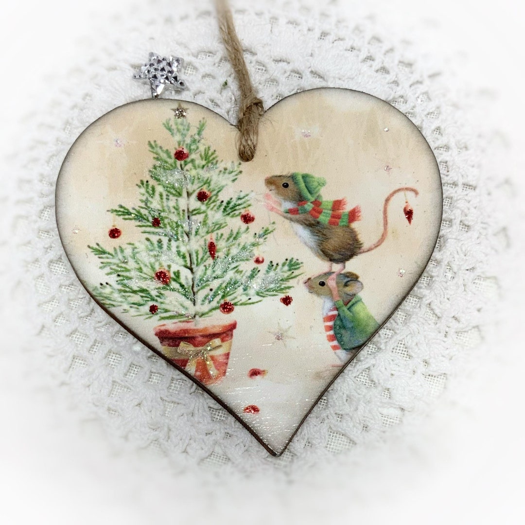 Mice Decorating the Christmas Tree, Christmas Mouse Ornaments, Cute ...
