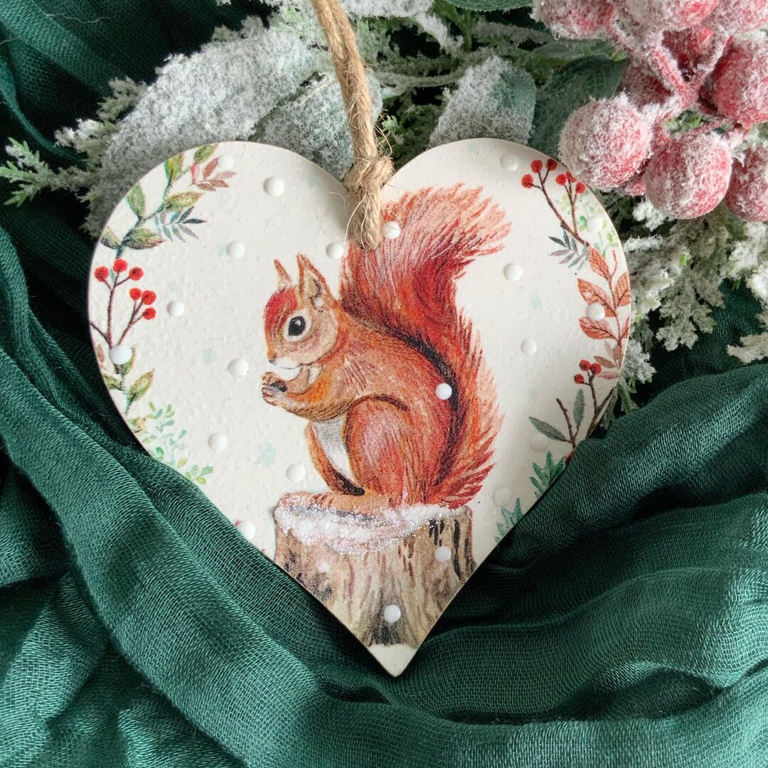Little Red Squirrel Christmas Decoration, Winter Woodland Squirrel and ...