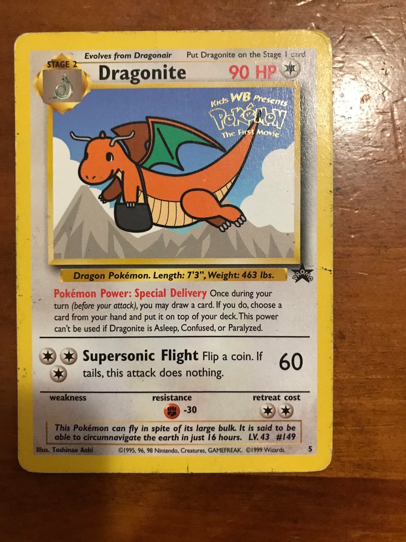 Rare Dragonite the First Movie Card Collectable | Etsy