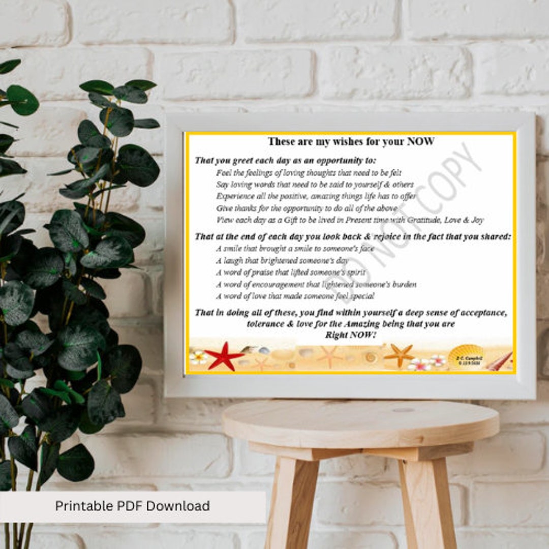 These Are My Wishes for You NOW Poem by Dot Campbell | Printable PDF ...
