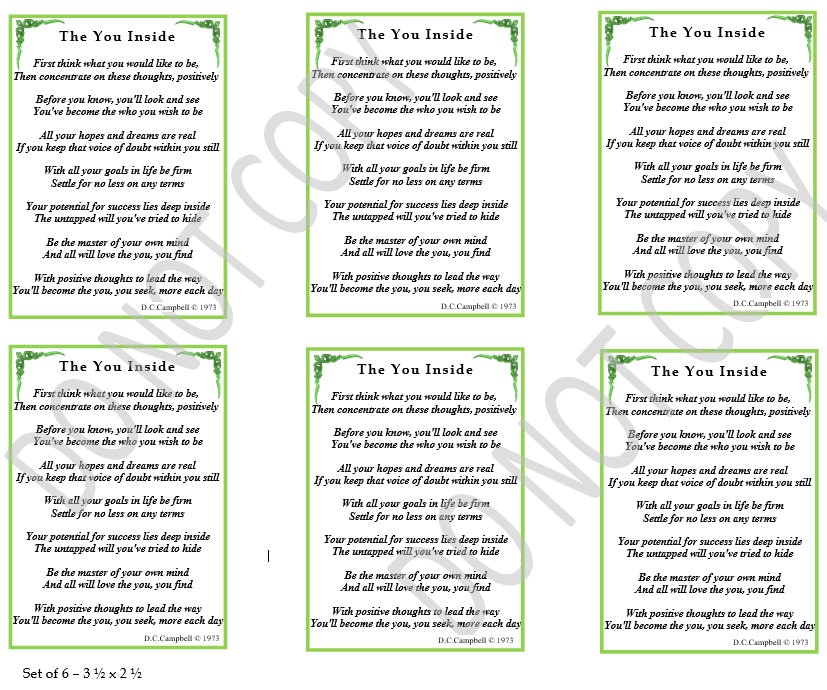 The You Inside Poem by Dot Campbell | Printable PDF | Instant Download ...
