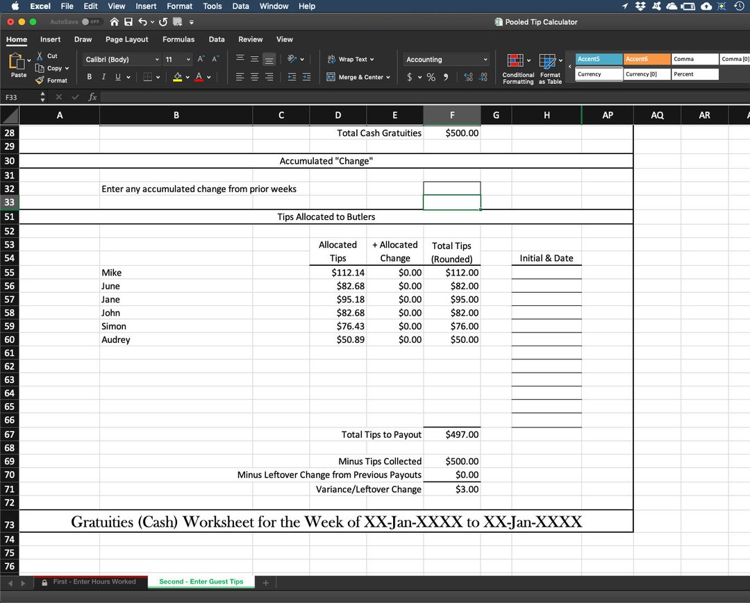 Pooled Tip Calculator for Hospitality Jobs - Etsy