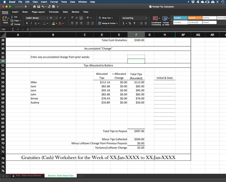 Pooled Tip Calculator for Hospitality Jobs - Etsy