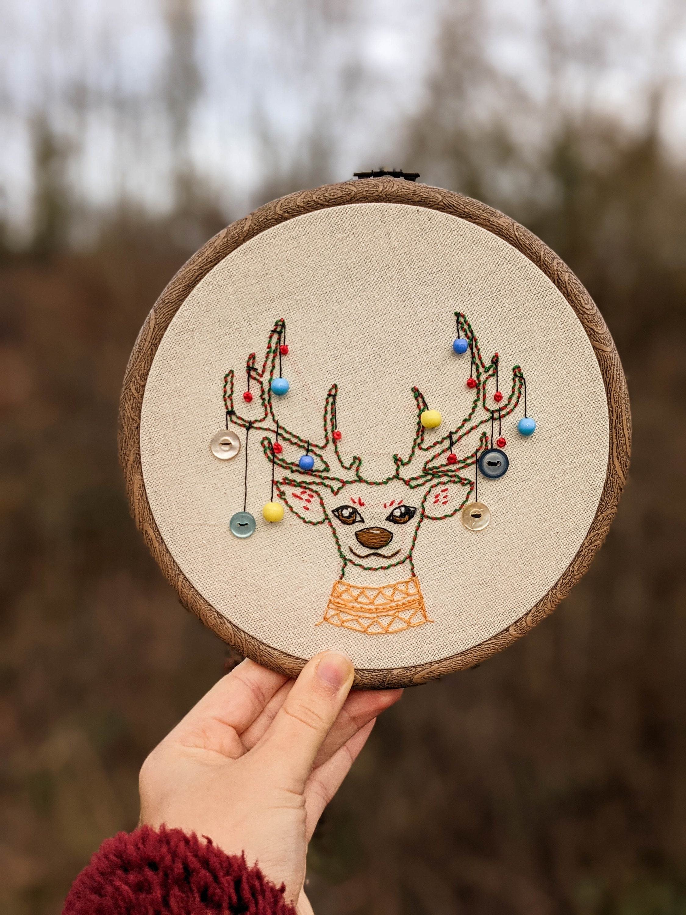 Christmas Reindeer Embroidery Pattern: Beginner Craft Guide (PDF ...