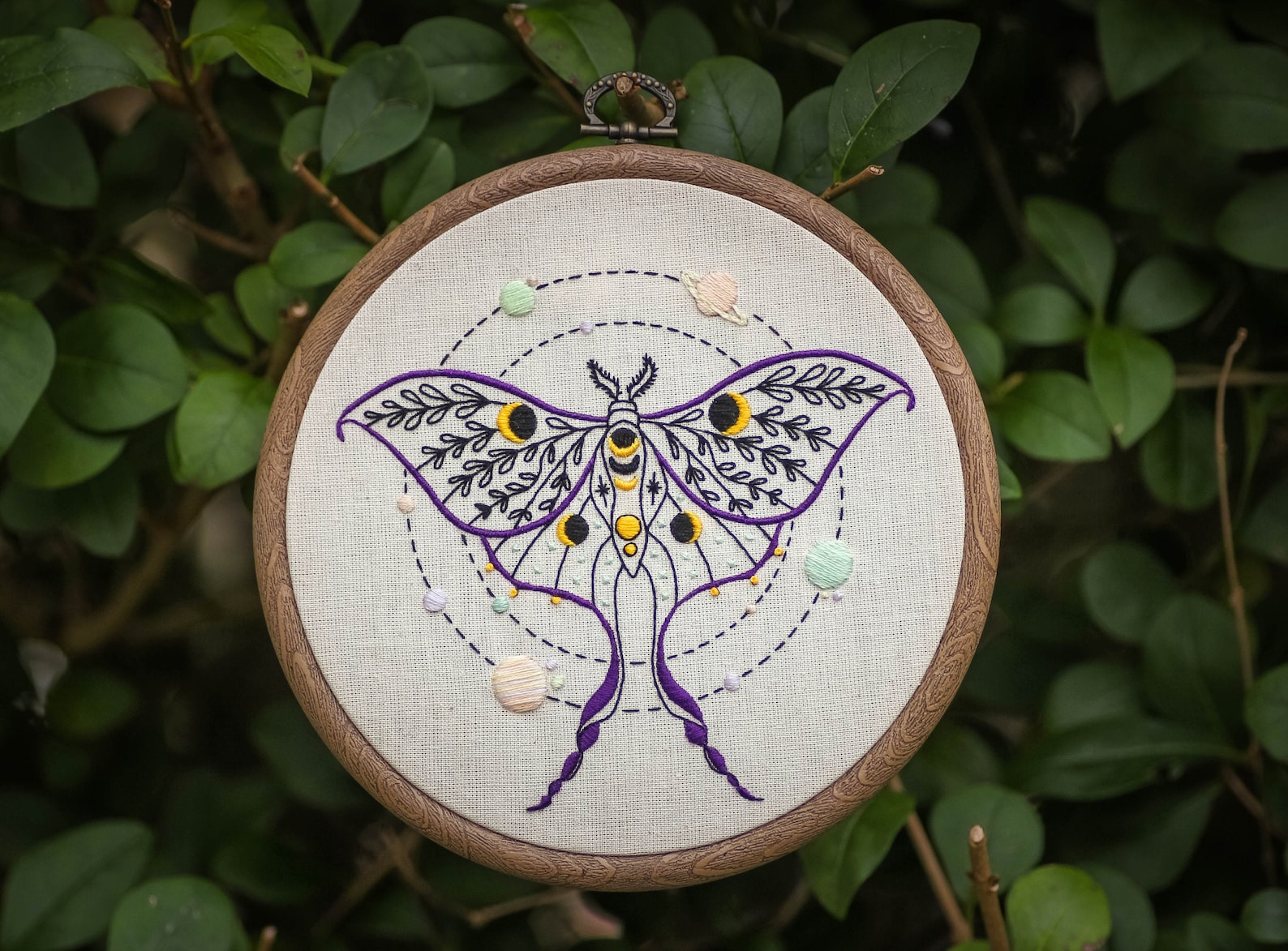 Lunar Moth Embroidery Pattern Space PDF Solar System Moon - Etsy
