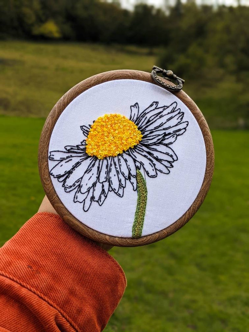 Daisy Beginner Embroidery Pattern Flower Floral Easy Digital - Etsy