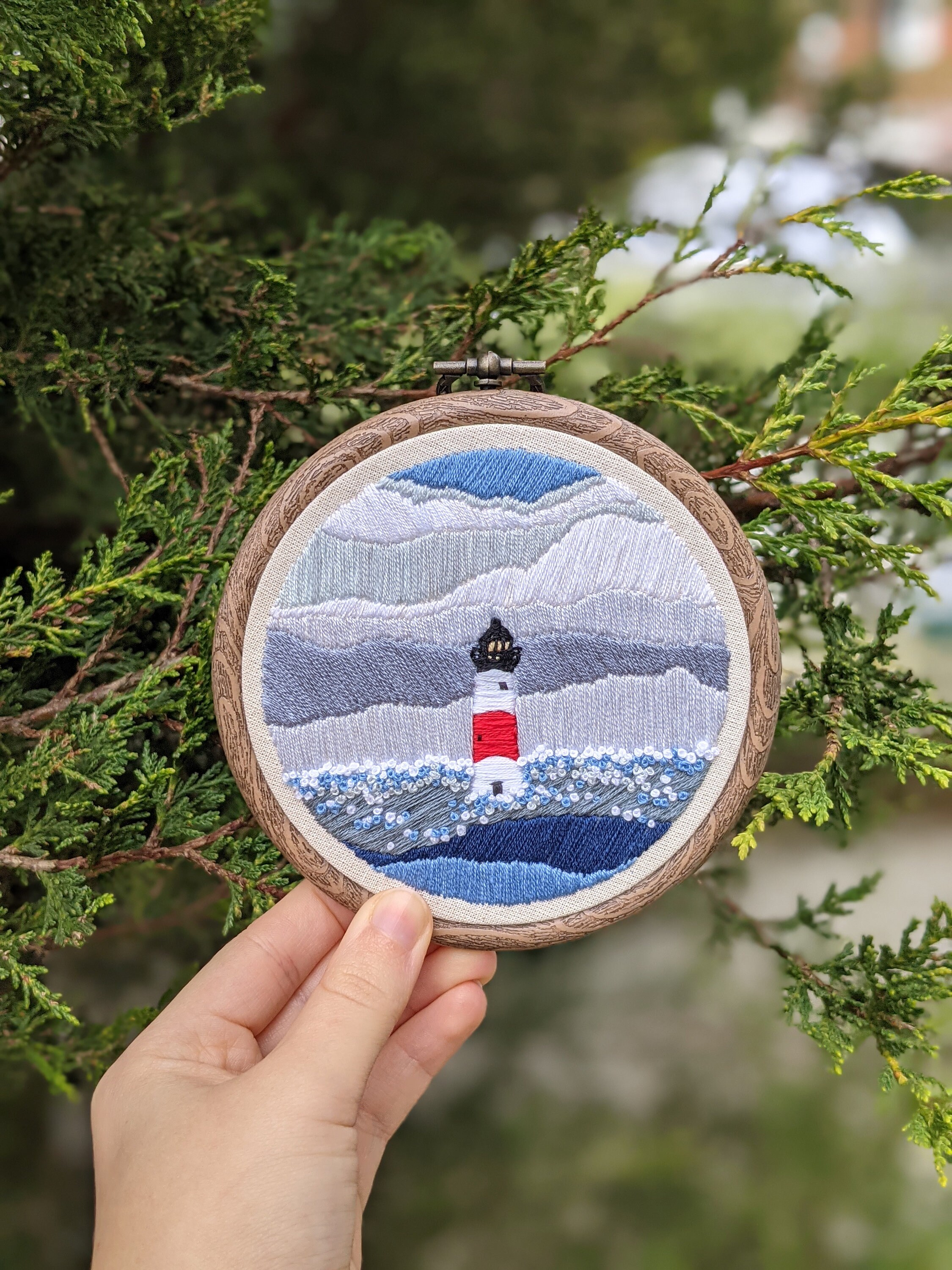 Landscape Embroidery Pattern Bundle: Desert Sunset & Lighthouse ...