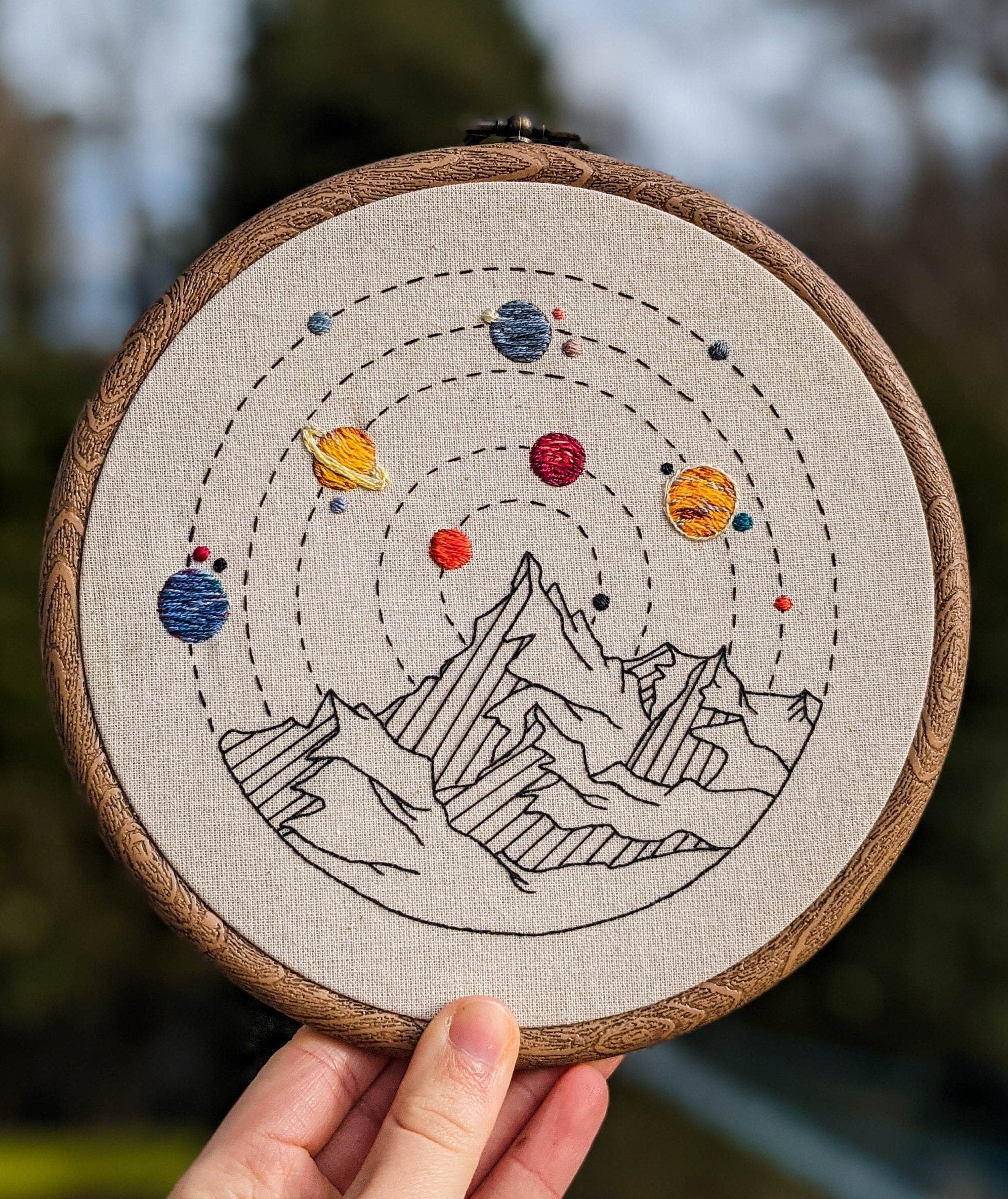 Mountain Solar System Embroidery Pattern PDF Guide Space Planets ...