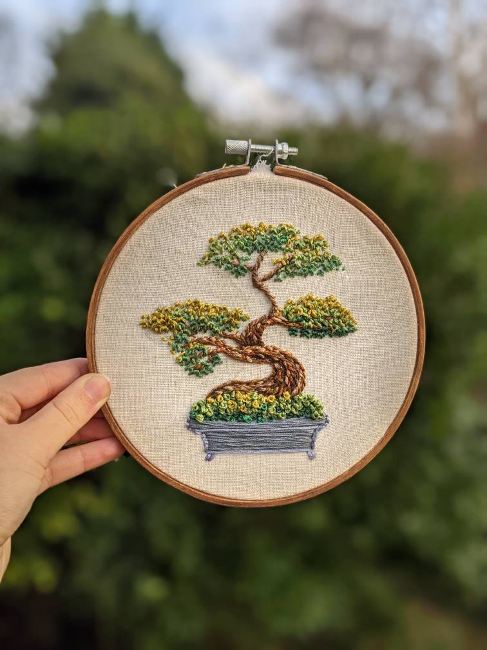 Bonsai Tree Embroidery Pattern PDF - Hand Embroidery DIY Decor Wall Art ...