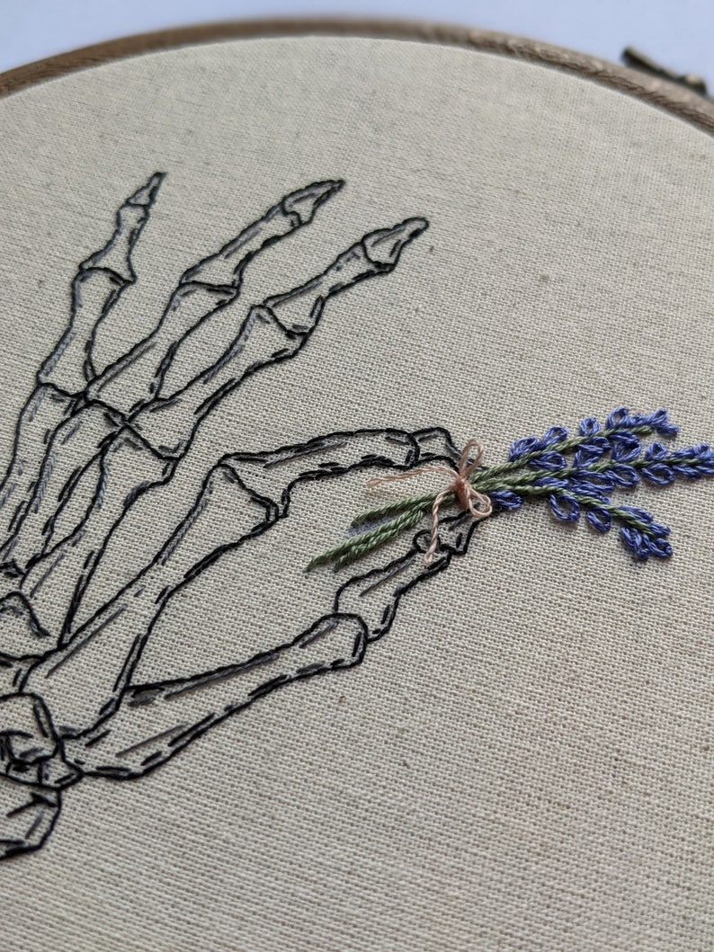 Skeleton Hand Embroidery Pattern Lavender Anatomical Skeletal - Etsy