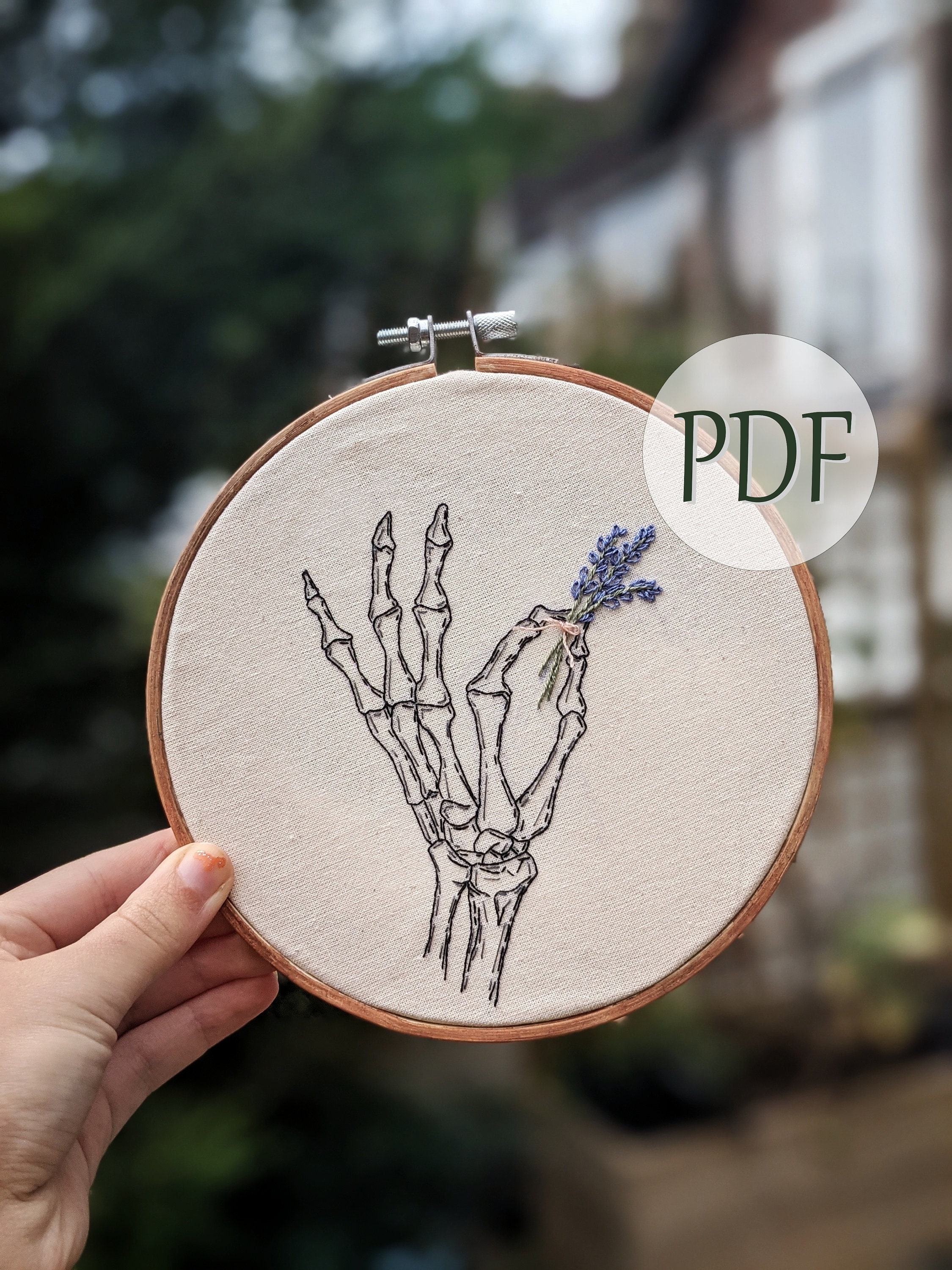 Skeleton Hand Embroidery Pattern Lavender Anatomical Skeletal - Etsy