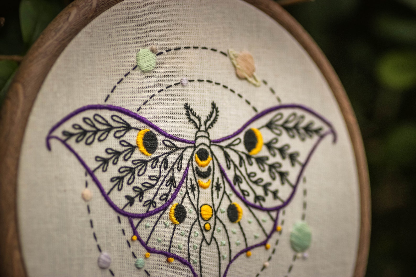 Lunar Moth Embroidery Pattern Space PDF Solar System Moon - Etsy