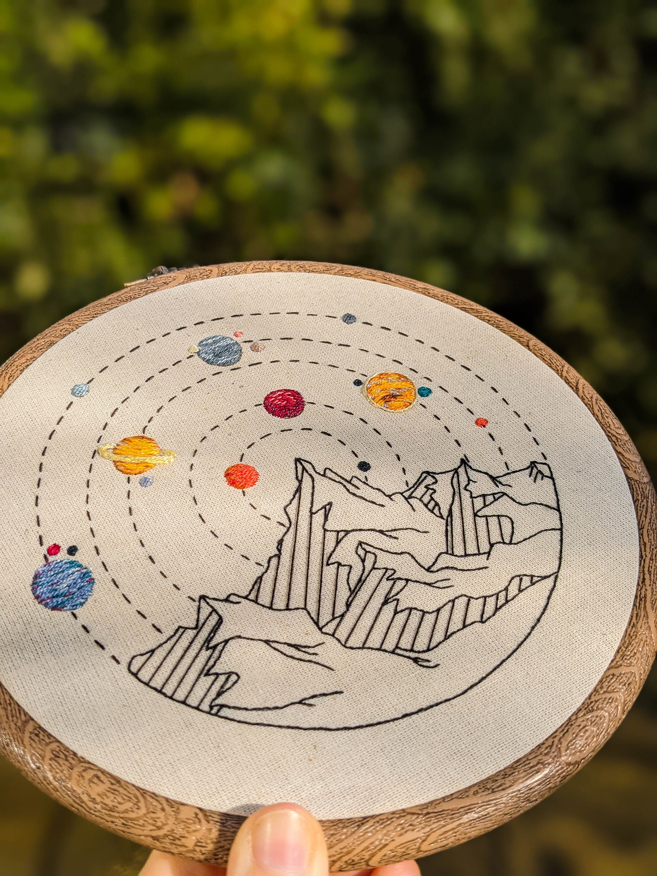 Mountain Solar System Embroidery Pattern PDF Guide Space Planets ...