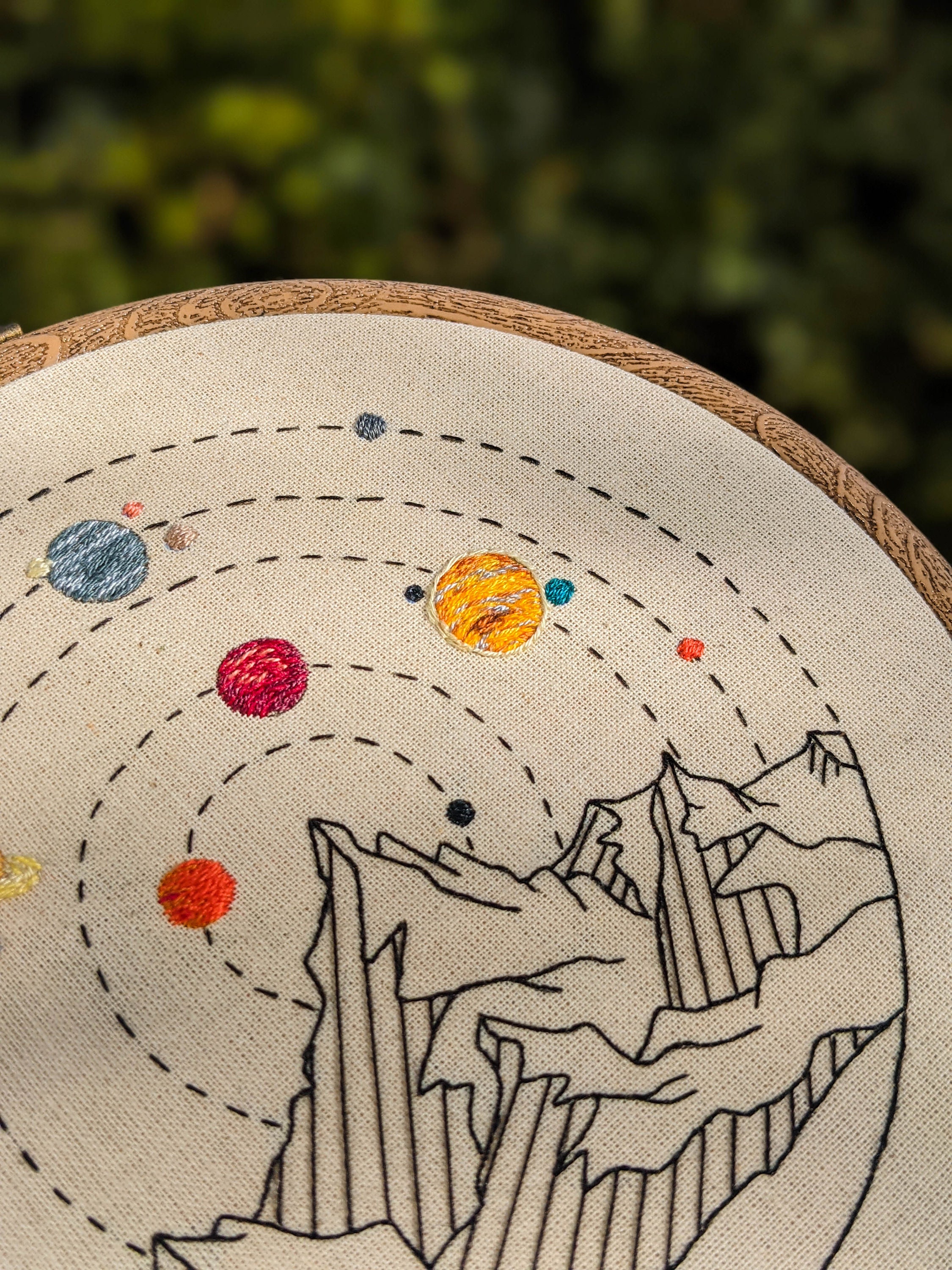 Space Embroidery Patterns X2 Mountain Solar System and | Etsy