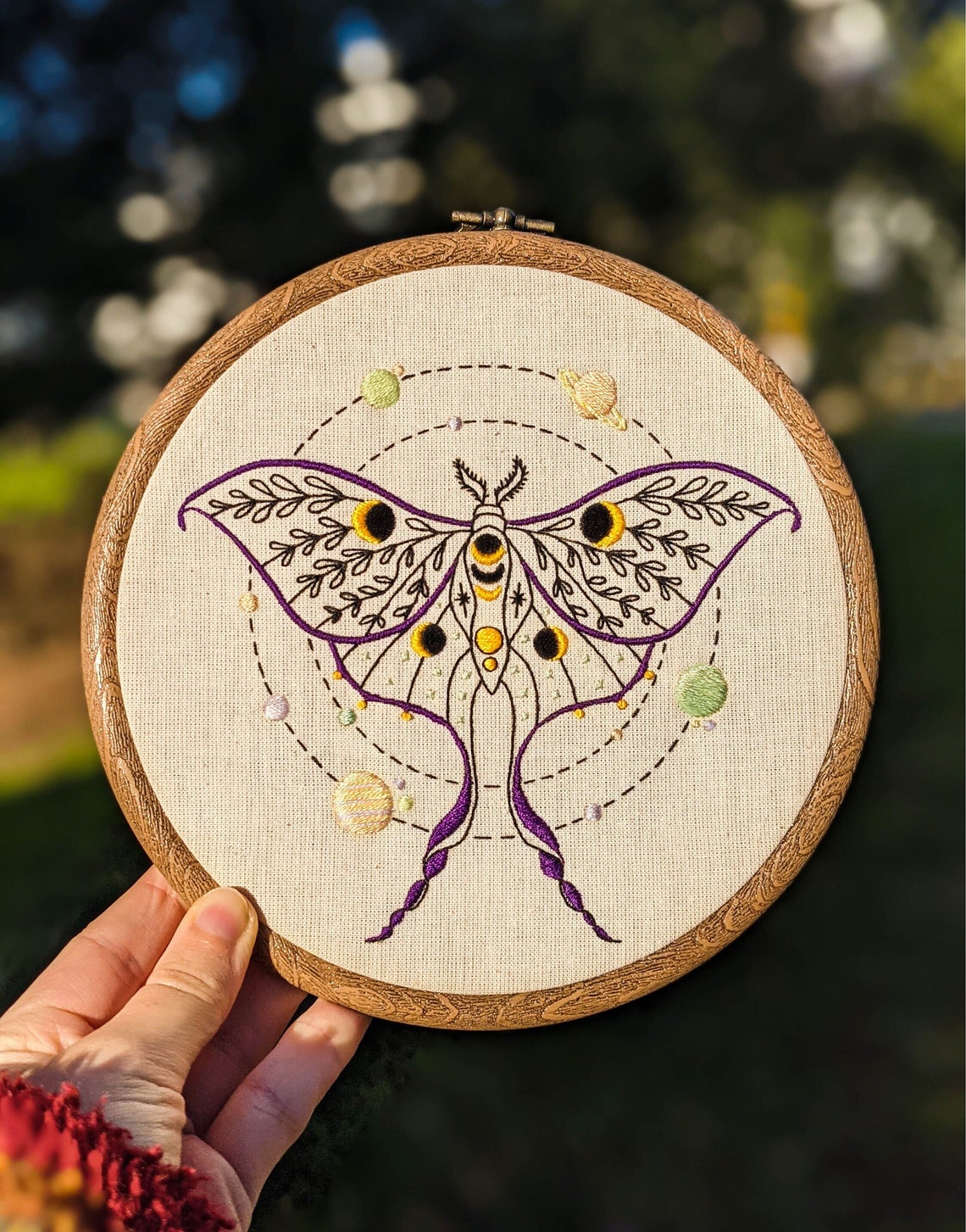 Lunar Moth Embroidery Pattern Space PDF Solar System Moon - Etsy