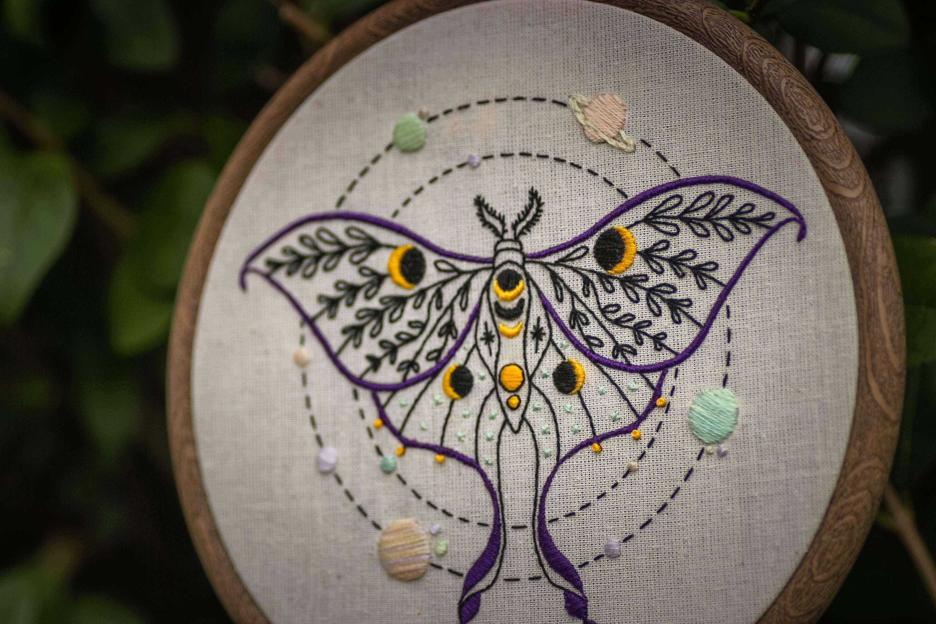 Lunar Moth Embroidery Pattern Space PDF Solar System Moon - Etsy