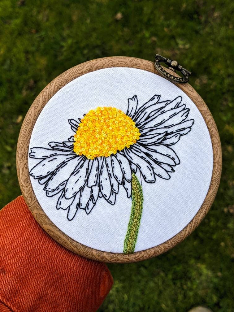 Daisy Beginner Embroidery Pattern Flower Floral Easy Digital - Etsy