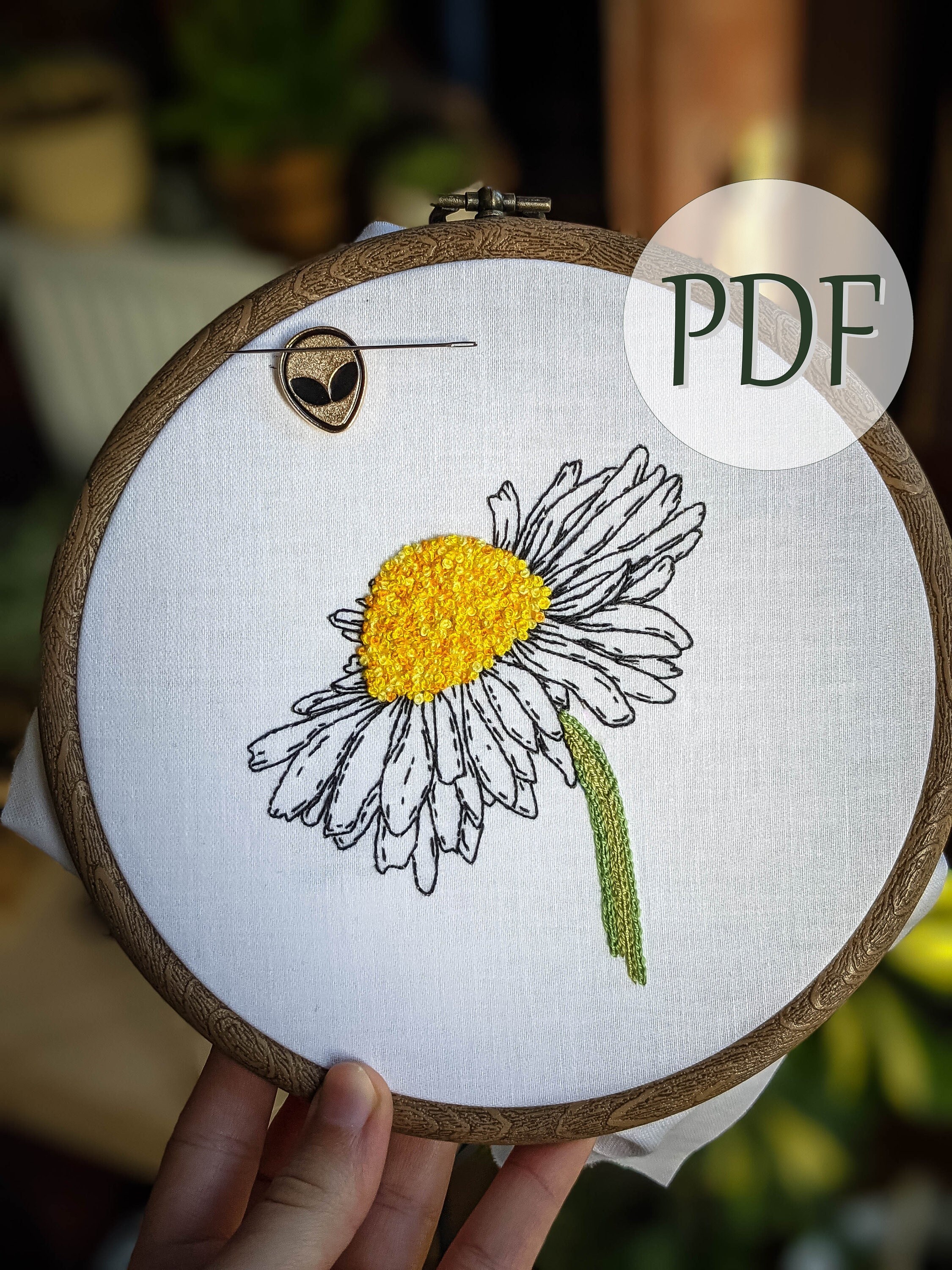 Daisy Beginner Embroidery Pattern Flower Floral Easy Digital - Etsy