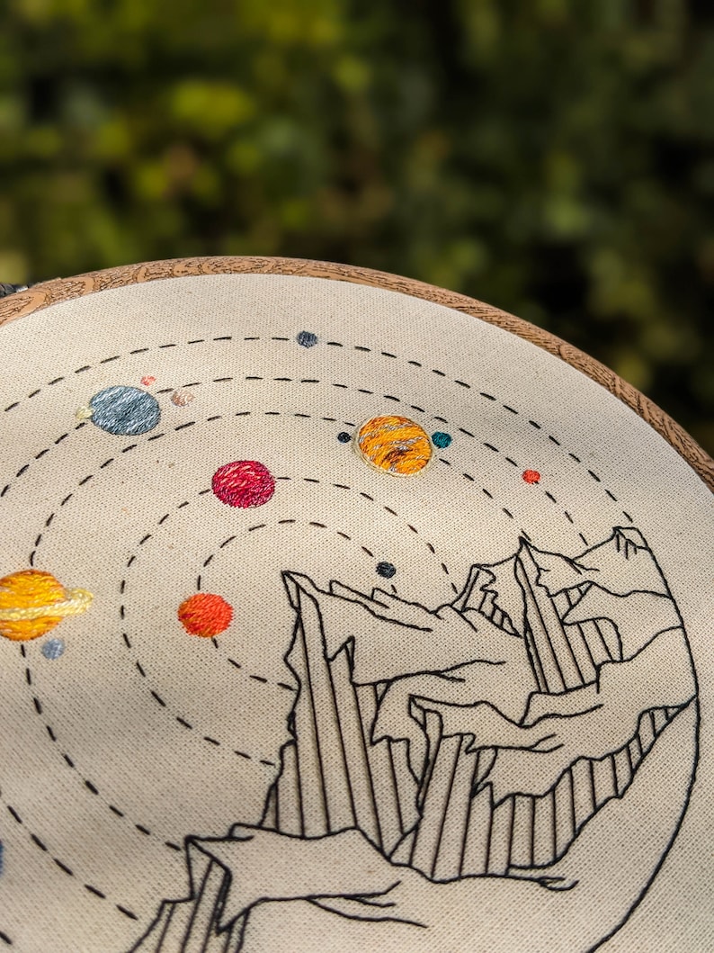 Mountain Solar System Embroidery Pattern PDF Guide Space | Etsy India
