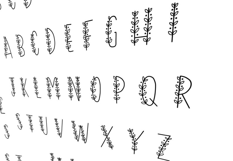 Hand Embroidery Pattern Template Leaf Floral Alphabet | Etsy