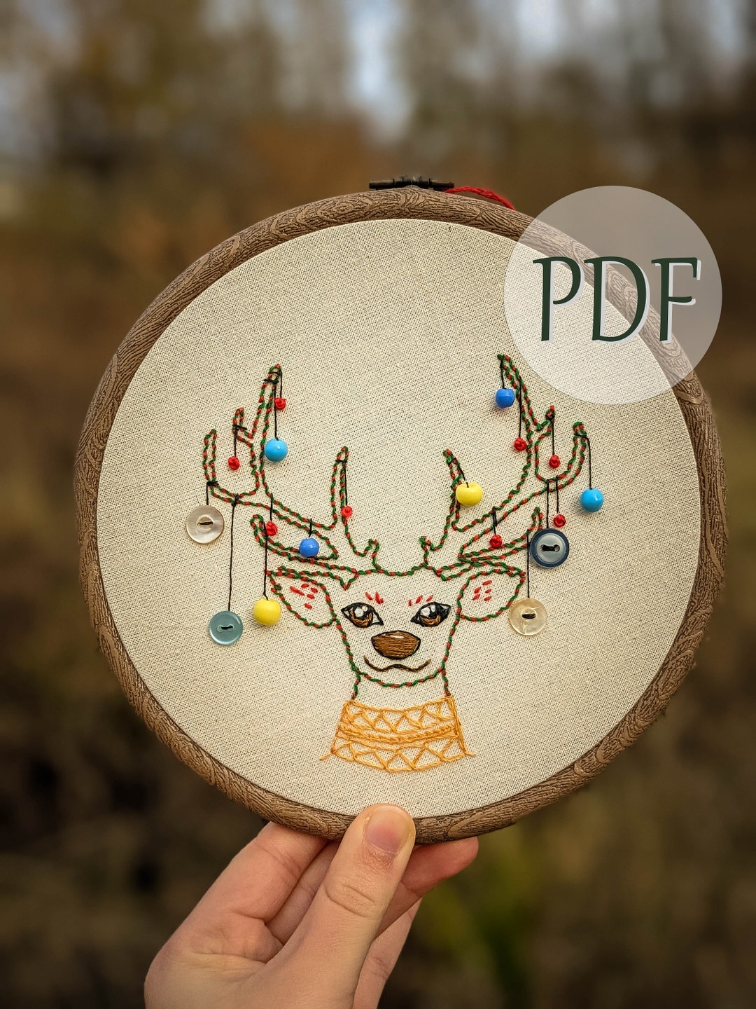 Christmas Reindeer Embroidery Pattern: Beginner Craft Guide (PDF ...