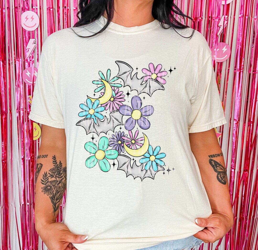 Floral Bat Pastel Png Download - Etsy