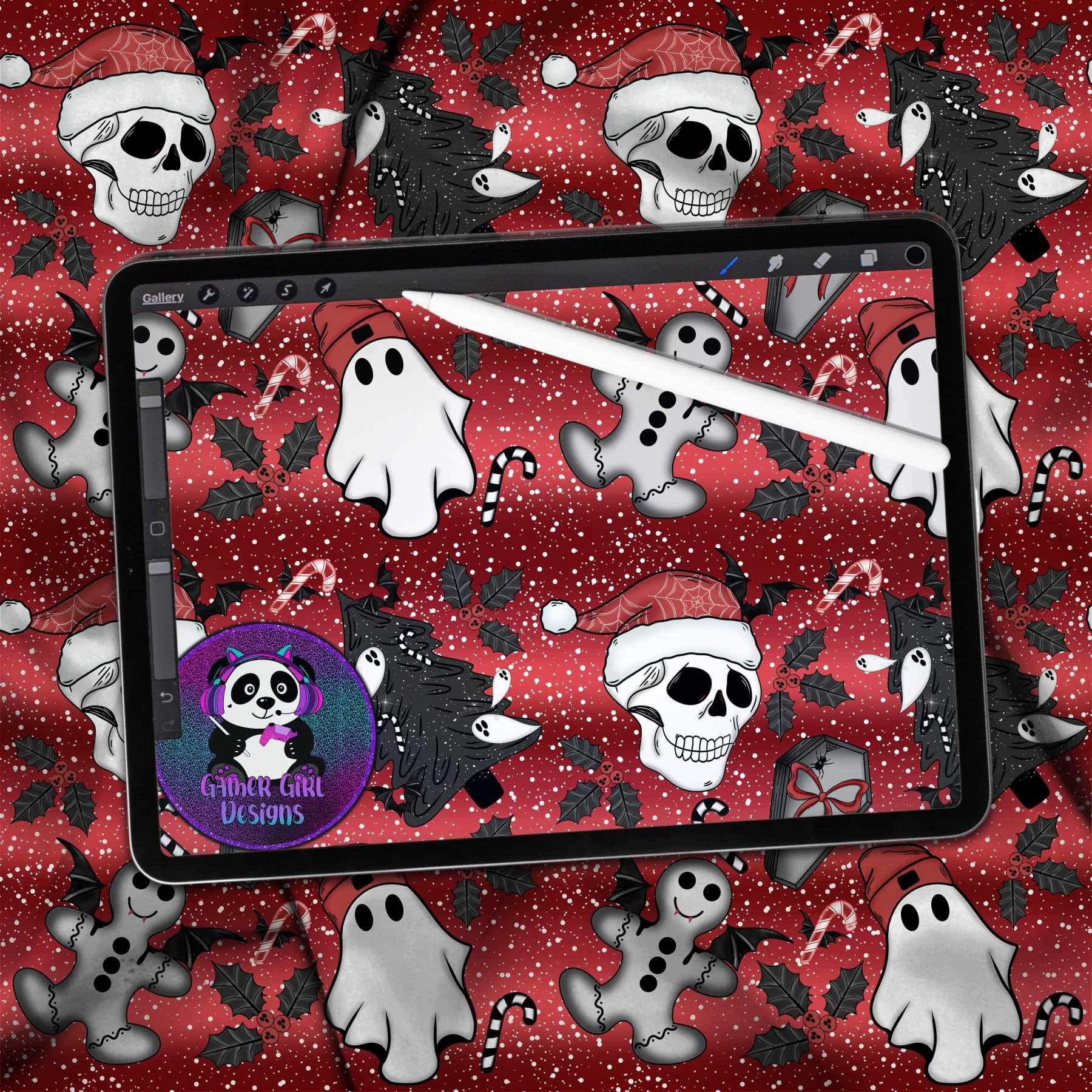 Merry Creepmas Red Seamless Png Download - Etsy