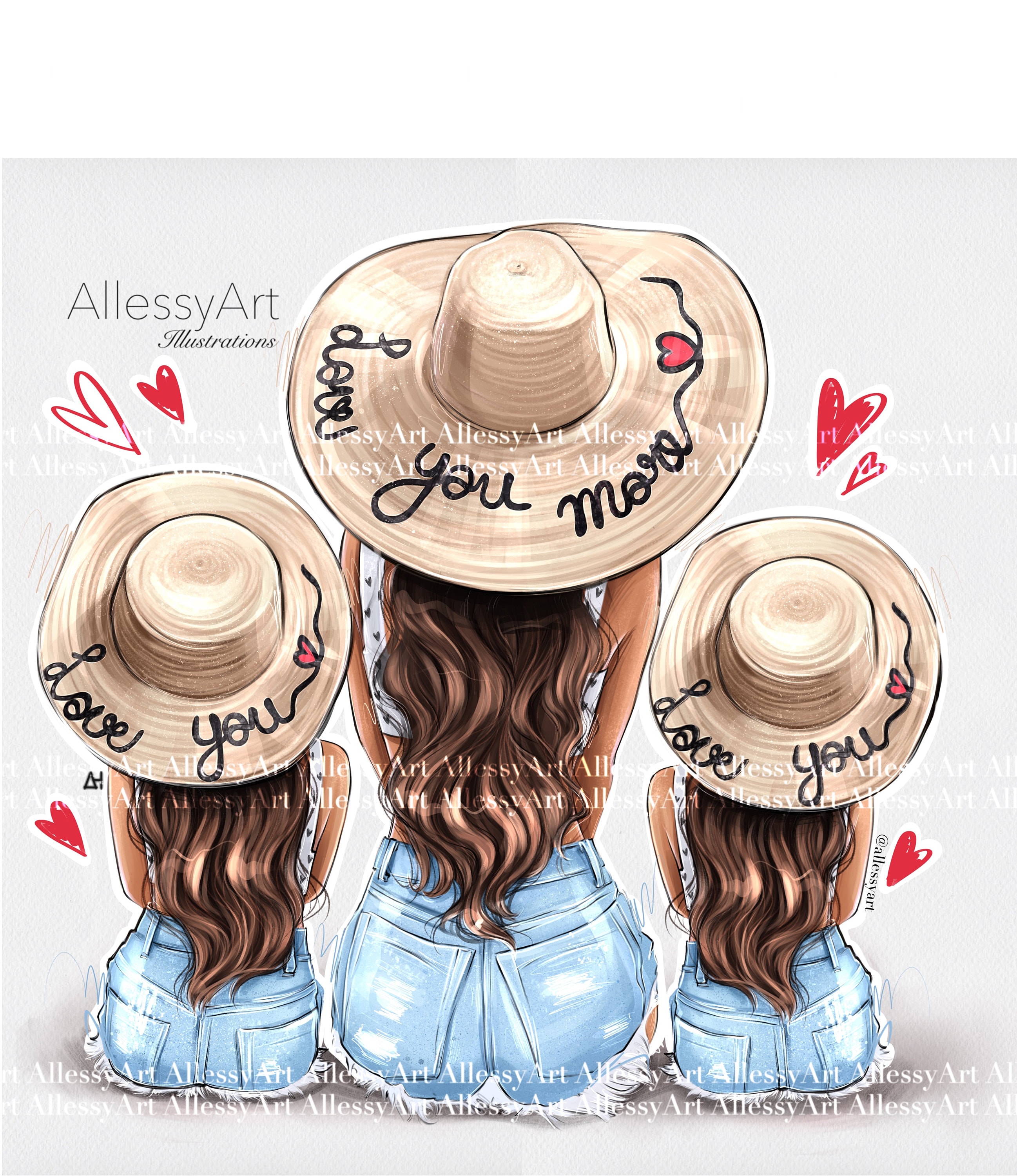 Instant Download love You More Mother and Two Daughters - Etsy