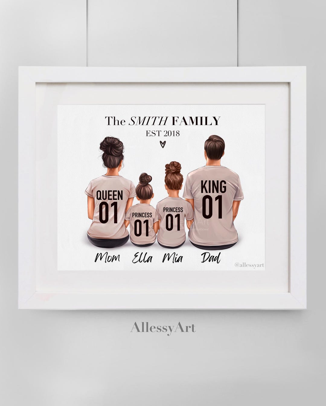 Big Family Custom Portrait, Blessed Family Illustration, Dad Mom and ...