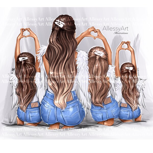 Mother and 3 Daughters - Etsy