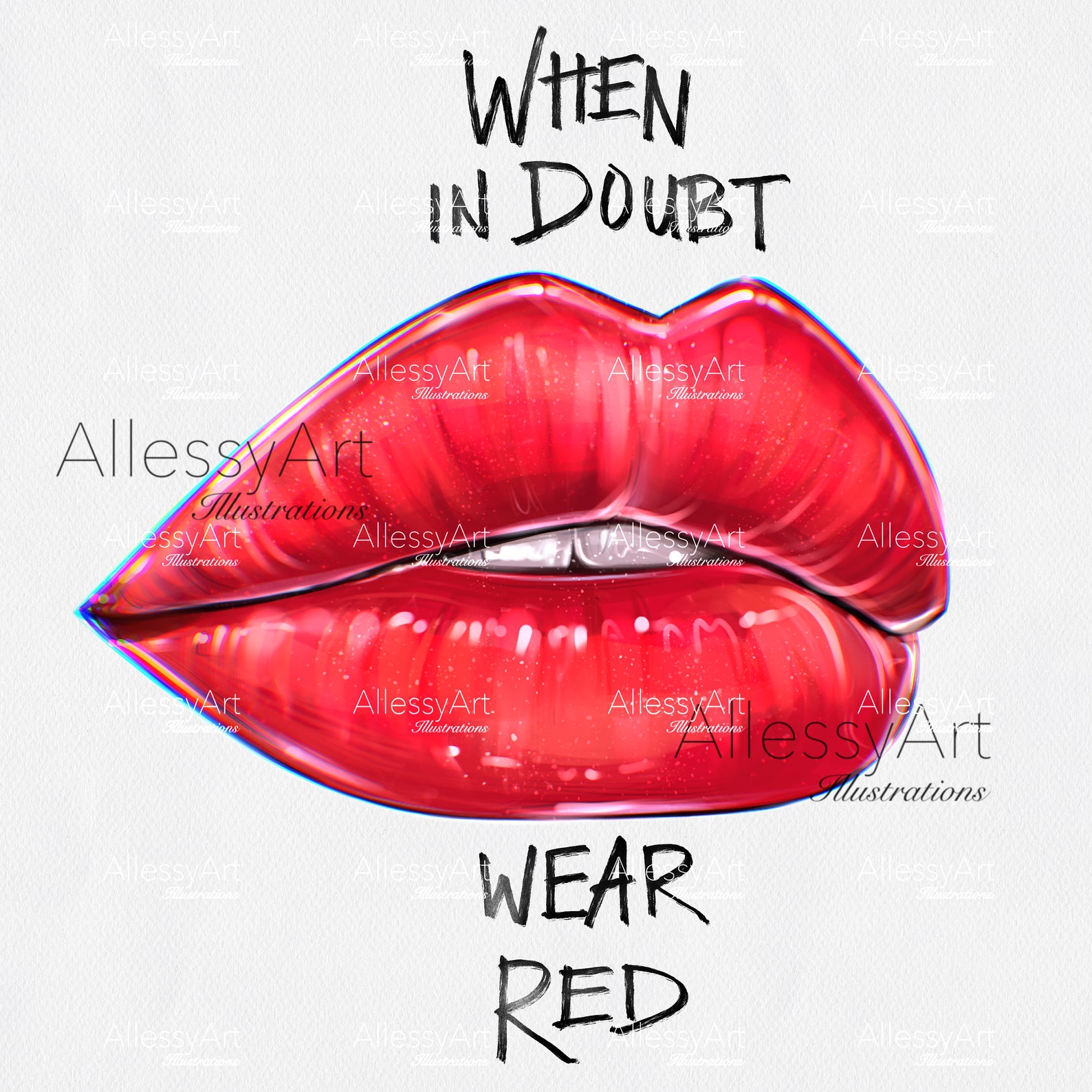 Instant Download Red Lips Clipart, Wear Red Clipart, Fashion Red ...