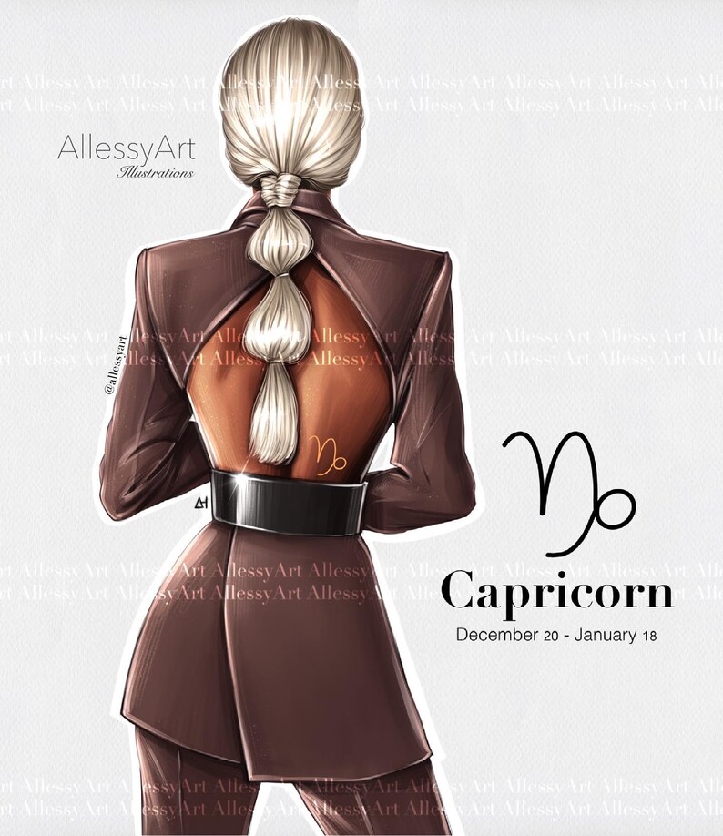 Horoscope Illustration Instant Download Capricorn Zodiac Sign - Etsy