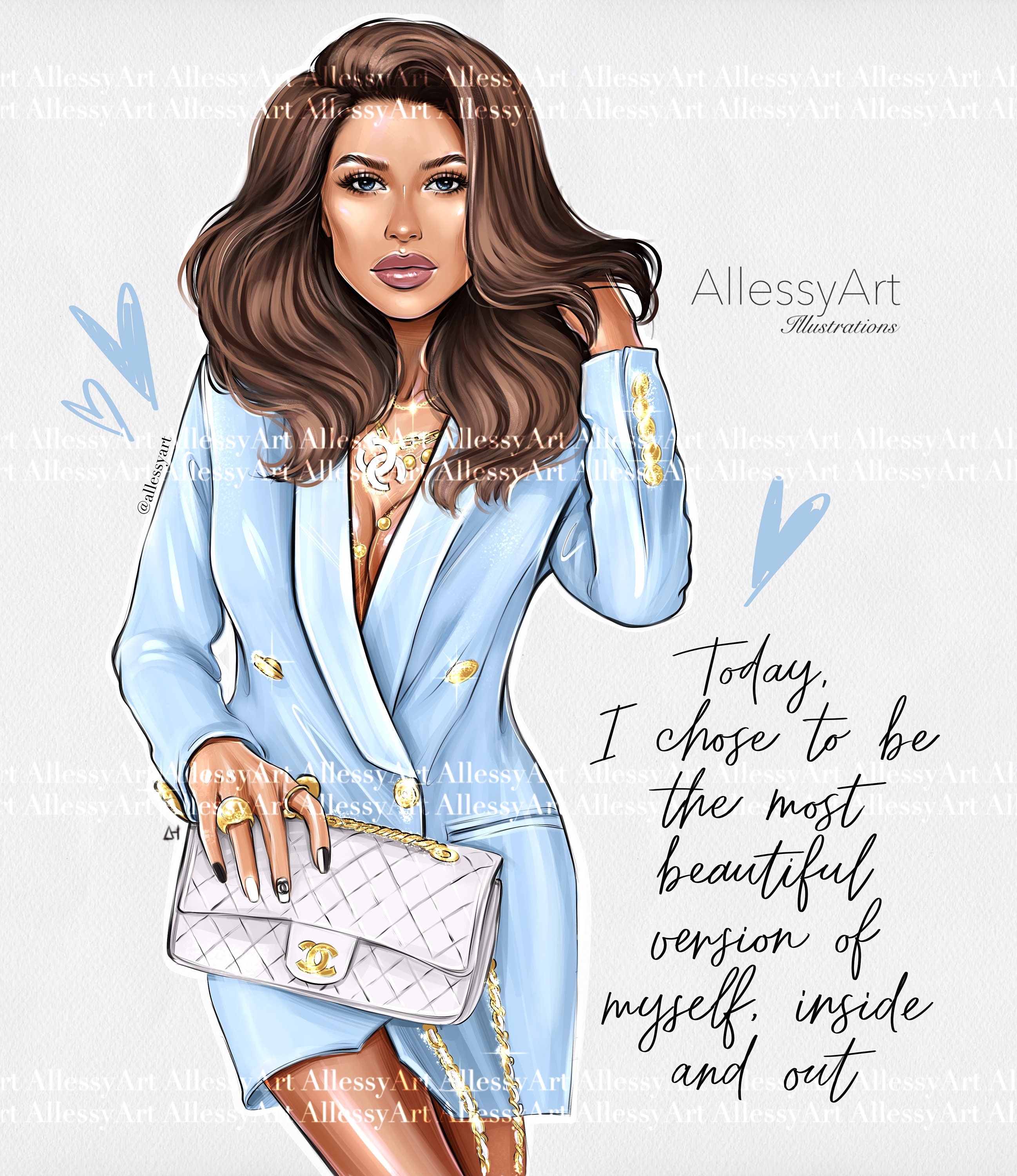 Instant Download Digital Fashion Illustration Boss Babe Blue - Etsy