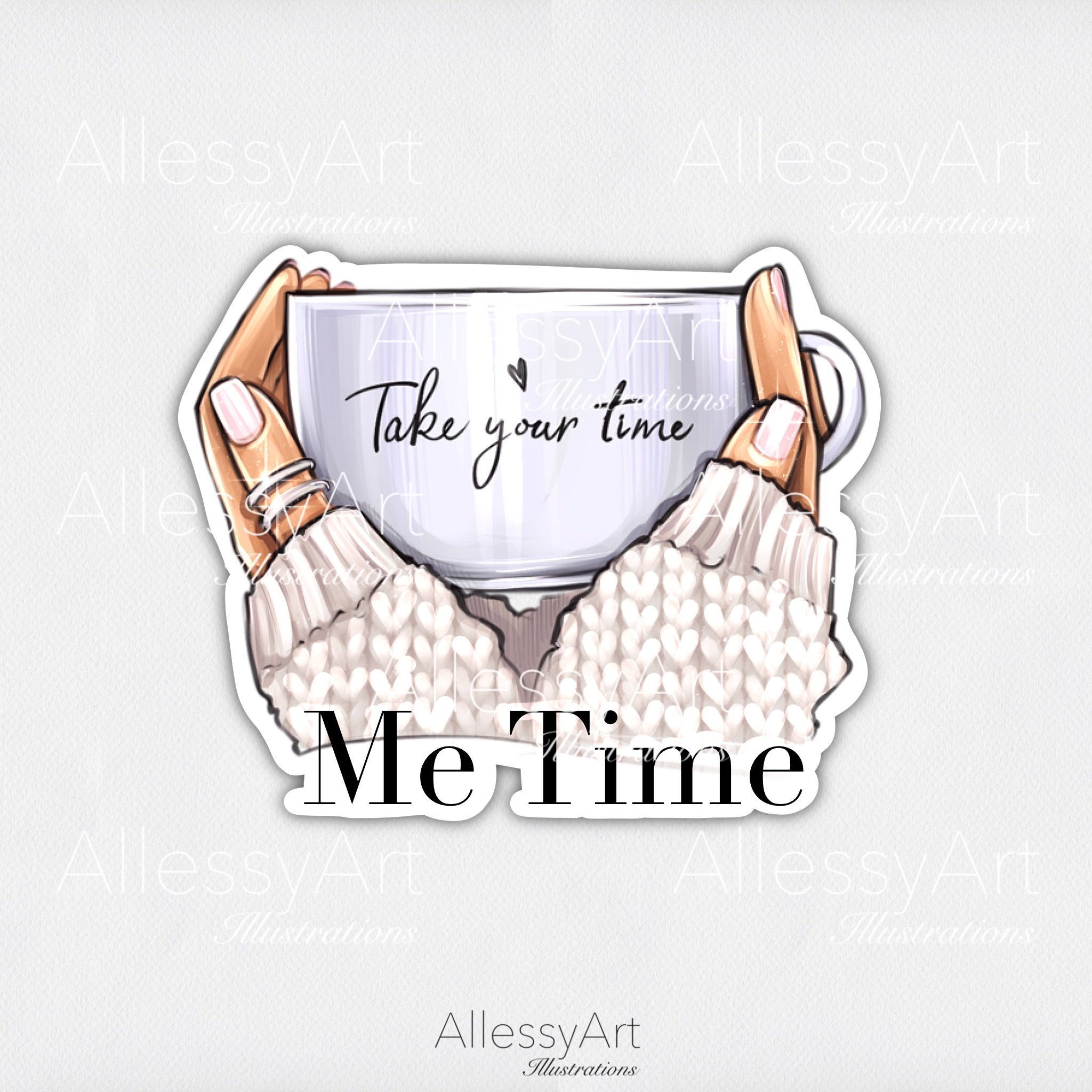 Digital STICKER Me Time Unique Hand Drawn Clipart Printable - Etsy