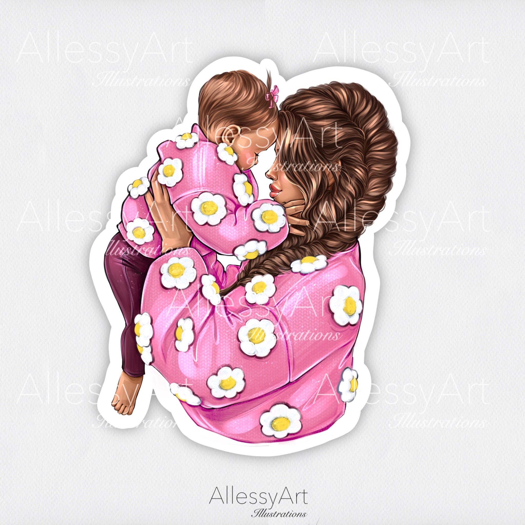 Digital STICKER Mother and Daughter Pink Outfit Unique Hand - Etsy