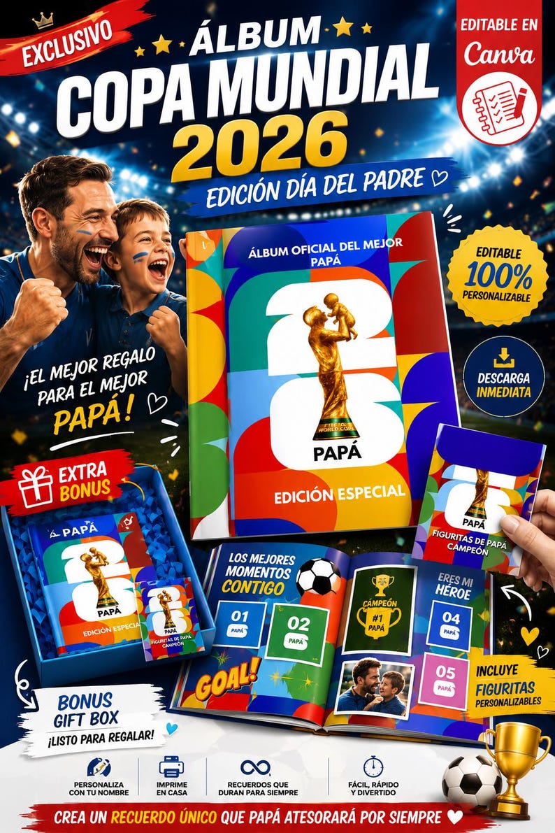 World Cup 2026 Sticker Album Template for Dad (canva Editable) - Etsy UK