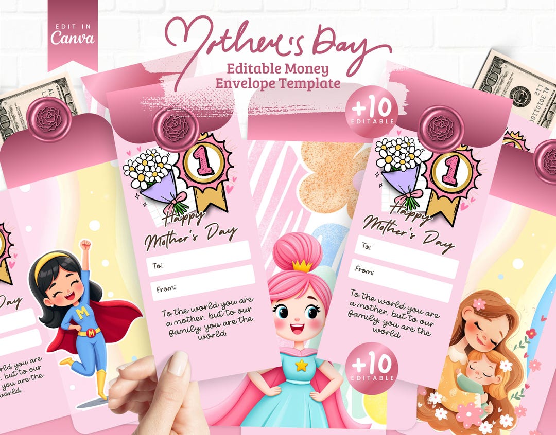 Custom Mothers Day Gift Money Envelope TEMPLATE for Mom, Gift for ...