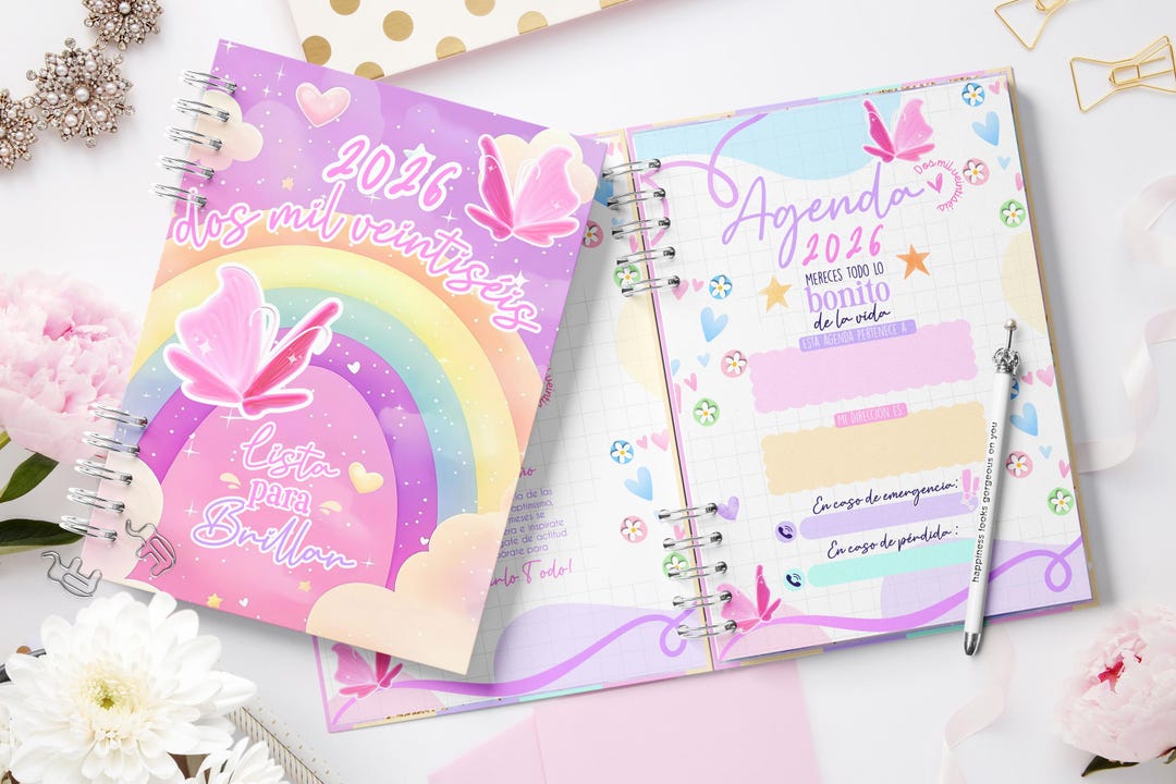 2026 Rainbow Agenda, Weekly Planner A5 (editable Canva Template) - Etsy