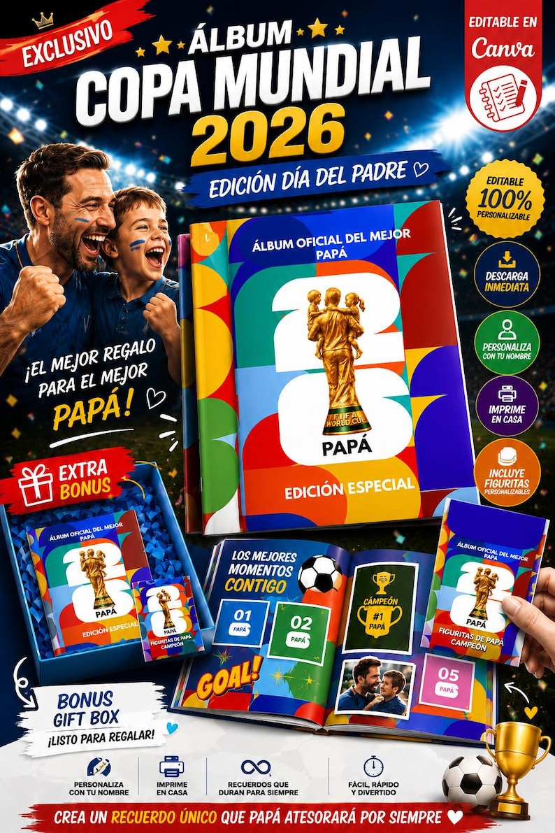 World Cup 2026 Sticker Album Template for Dad (canva Editable) - Etsy ...