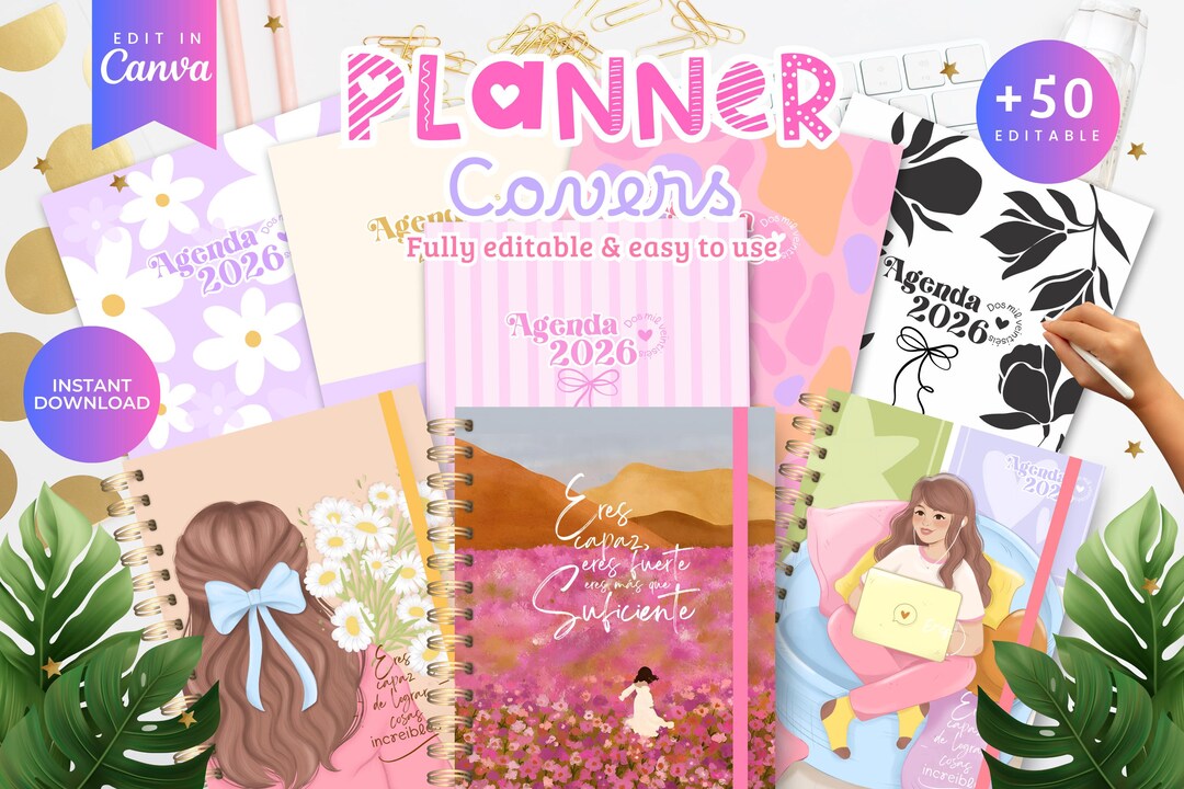 Editable Planner Covers 2026 Bundle, Covers for Digital & Printable ...