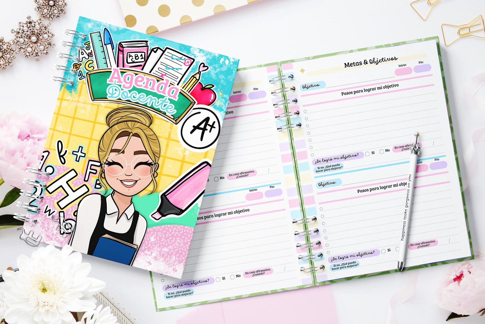 Agenda Docente 2025-2026 Editable, Teacher Planner 2025 Imprimible A5 ...