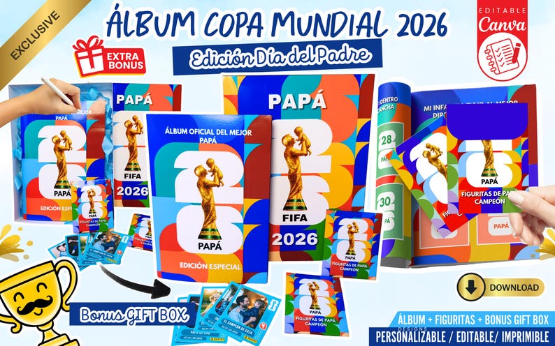 World Cup 2026 Sticker Album Template for Dad (canva Editable) - Etsy UK