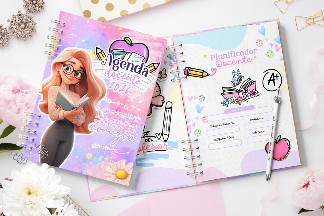 2026 Teacher Planner, Agenda Docente Editable, 5 Cover Designs (A5) - Etsy