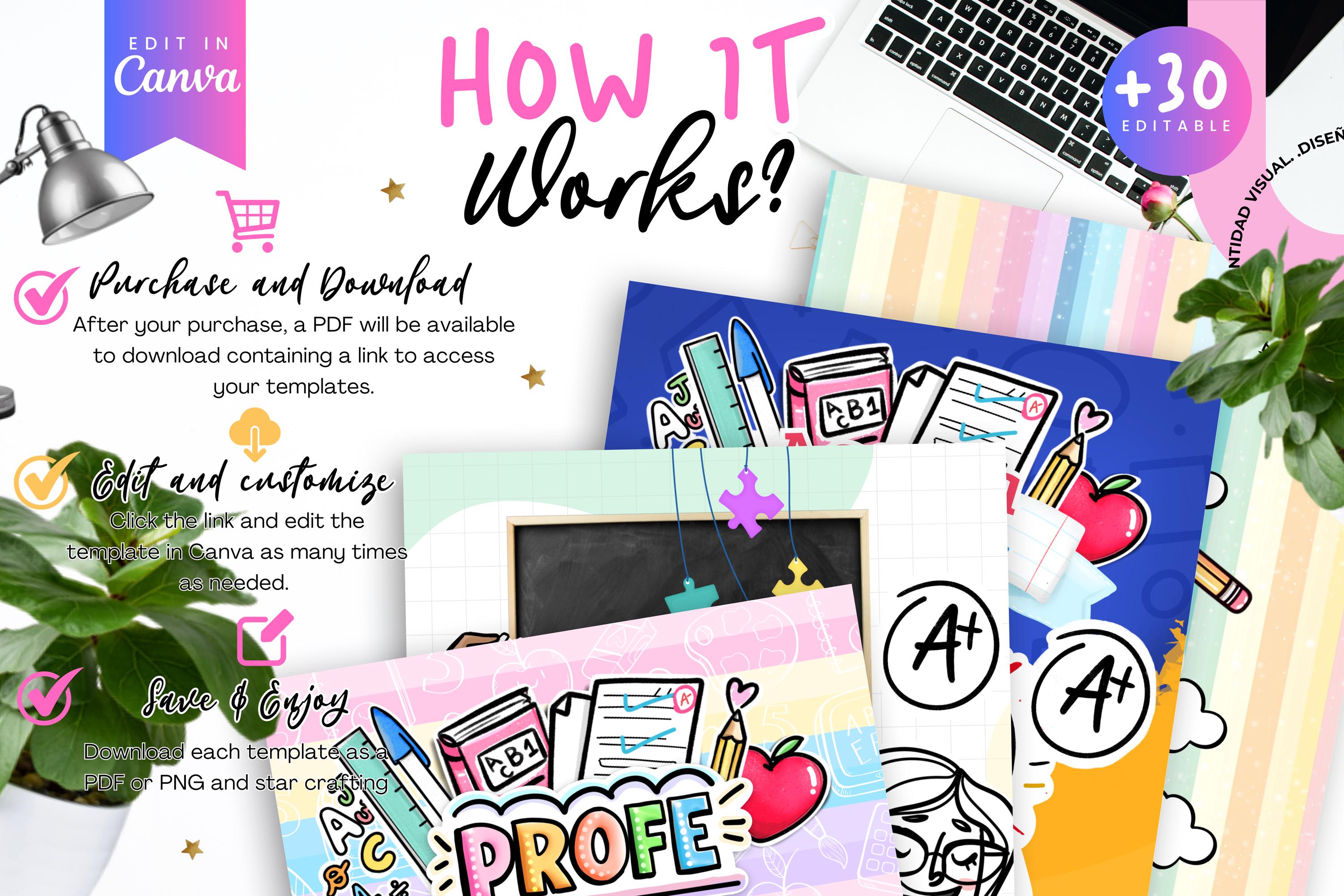 Teacher Planner Covers Bundle, Colorful Editable Designs (digital ...