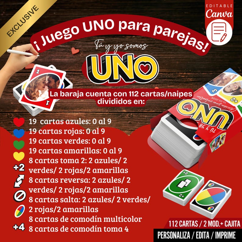 Personalized Couple UNO Game Cards, Photo Cards Valentine's Day Gift ...