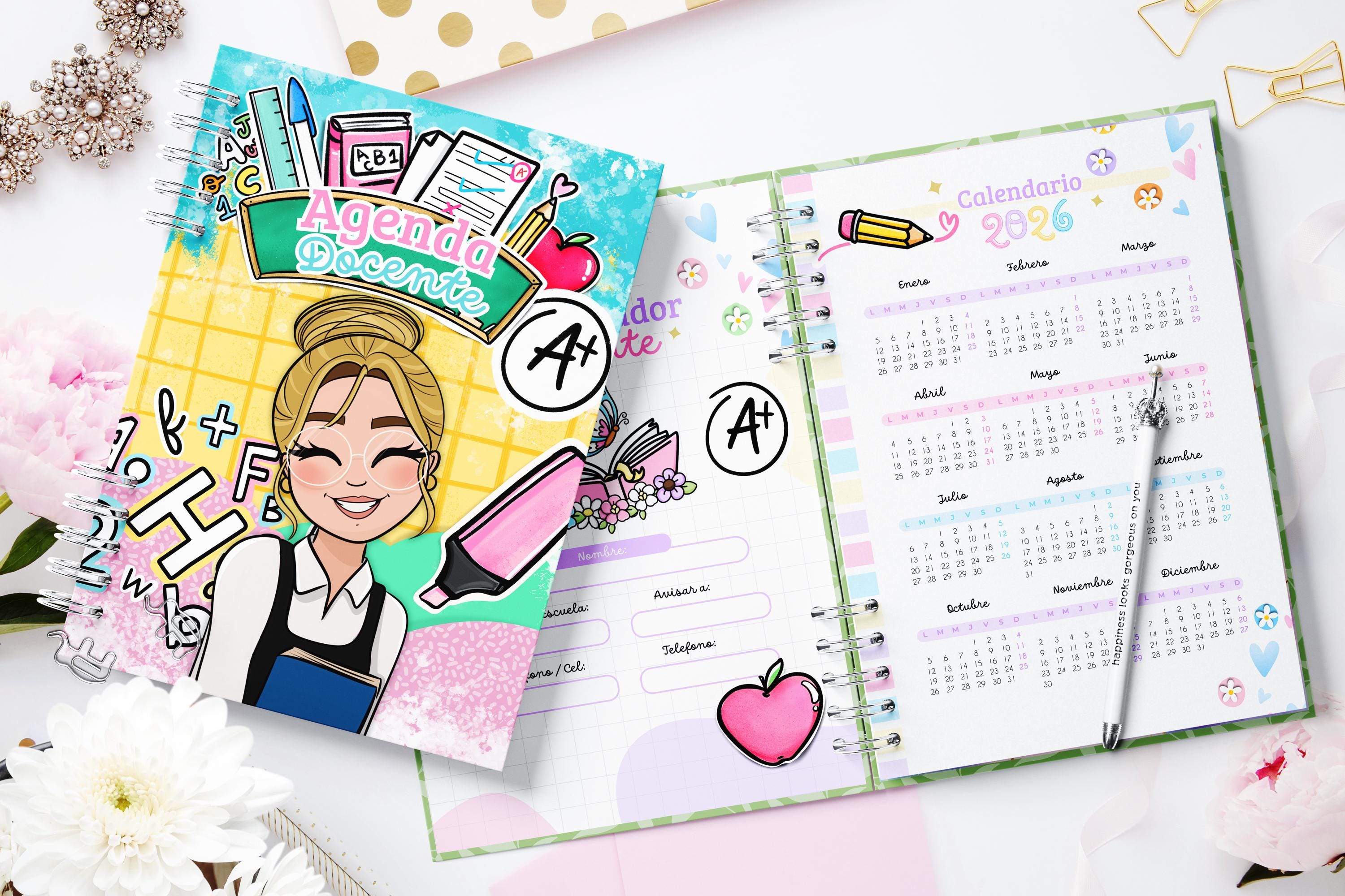 Agenda Docente 2025-2026 Editable, Teacher Planner 2025 Imprimible A5 ...
