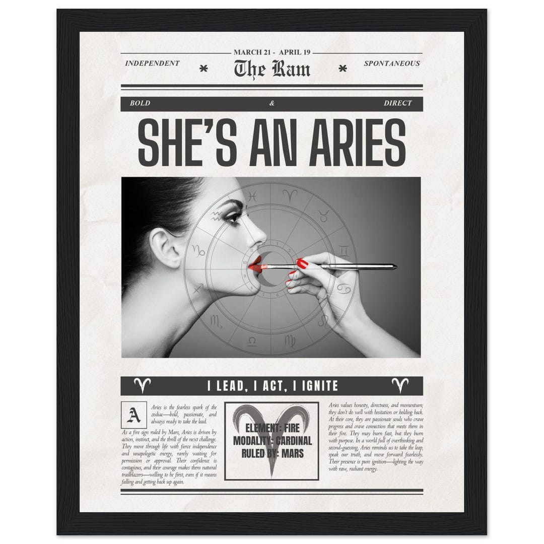 Gorgeous Aries Newspaper Wall Art - 8"x10" Framed Astrology Decor ...