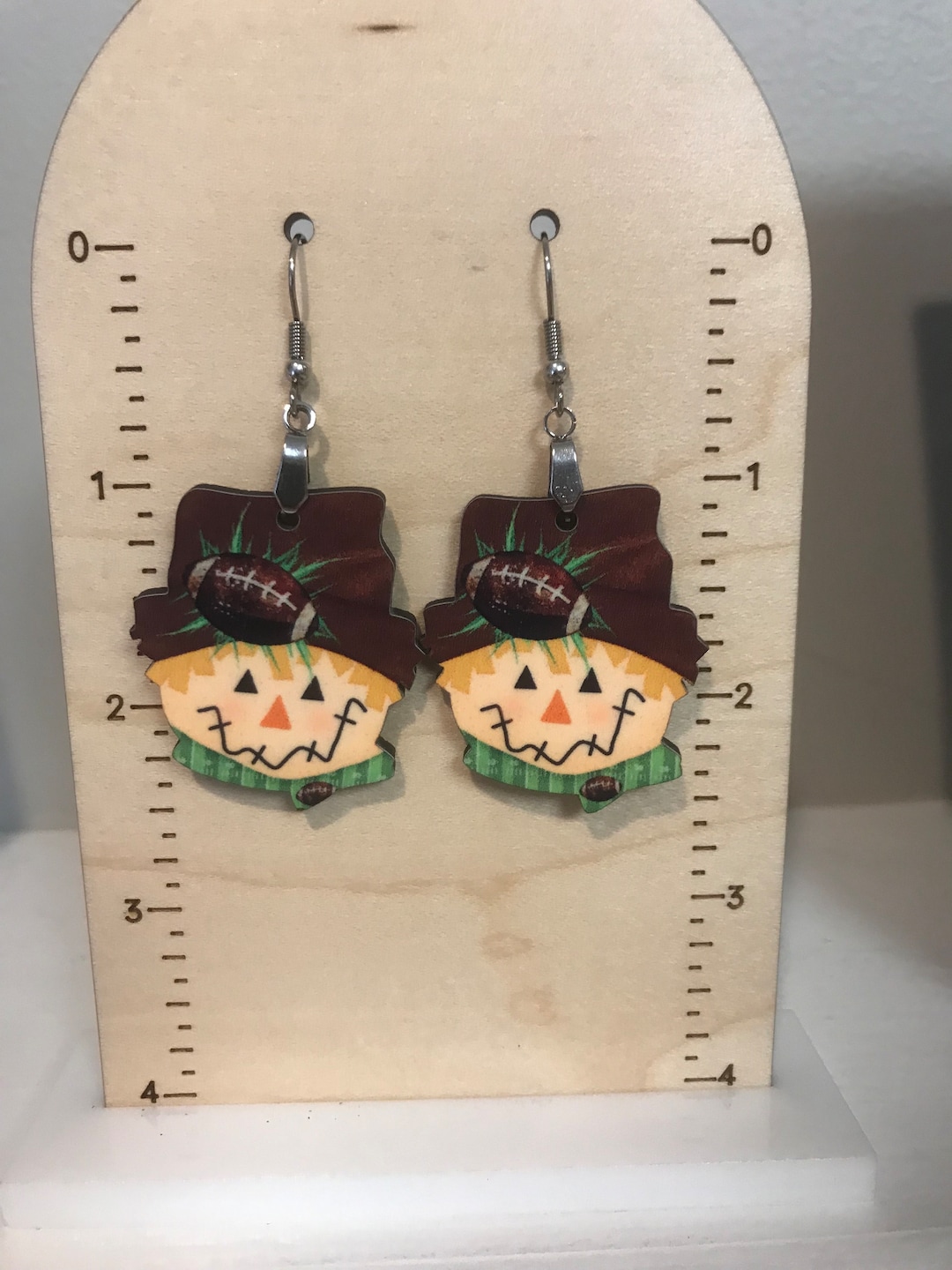 Football Scarecrow Sublimated Earrings, Lightweight, Winter, Fall Vibes ...
