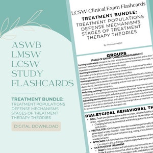 MSW/LCSW Exam Flashcards Treatment Bundle ASWB Exam Study Material ...